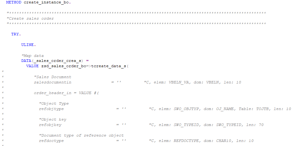 SAP ABAP Central: ABAP BAPI BO Class Code Generator – Create method