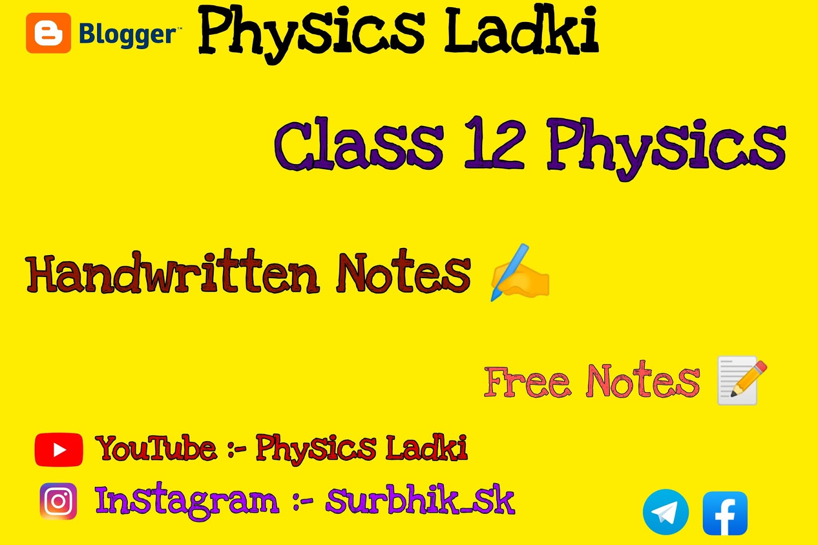 Class 12 Physics Handwritten Notes Class 12 Physics Handwritten Notes