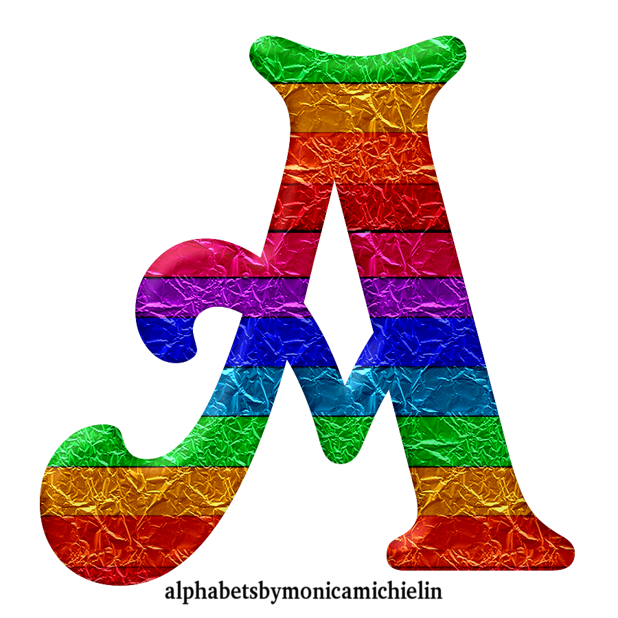 Monica Michielin Alfabetos: RAINBOW GLASS FONT ALPHABET LETTERS PNG