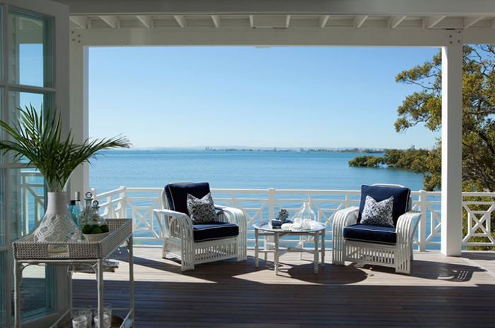 Blue and White with Veranda House