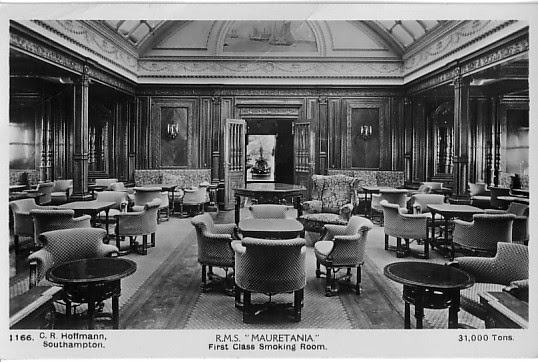Ocean Superliners: Mauretania's first class smoking room.