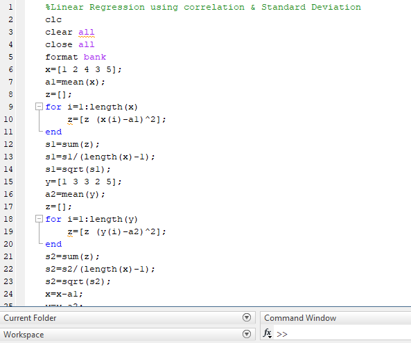 Linear Regression Using Correlation And Standard Deviation Matlab Matlab Programming 9679