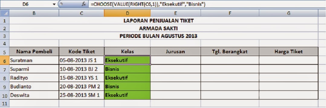 Membuat Laporan Penjualan Tiket dengan Kombinasi Rumus Excel | Blog Ms ...