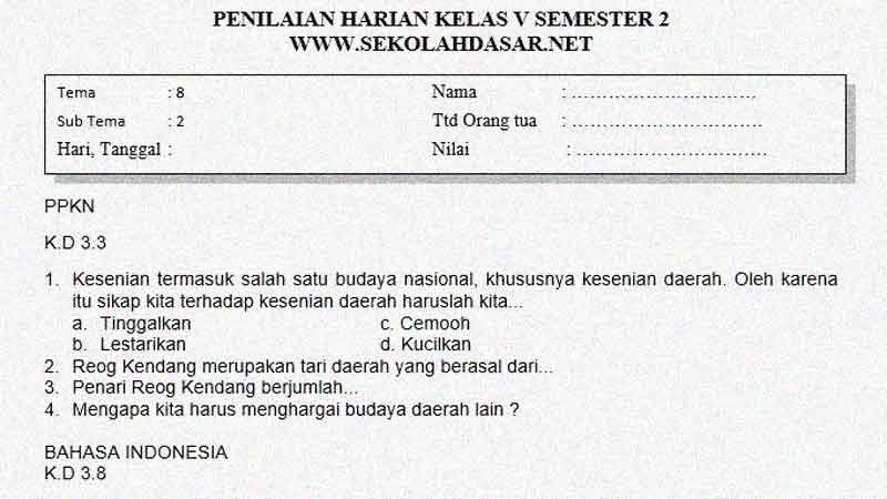 Soal Penilaian Kelas 5 Tema 8 Subtema 2 Perubahan Lingkungan ... Soal Penilaian Kelas 5 Tema 8 Subtema 2 Perubahan Lingkungan ...