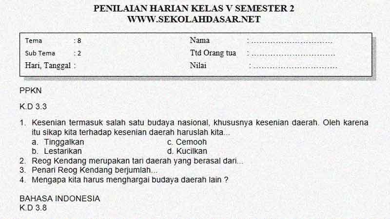 Soal Penilaian Kelas 5 Tema 8 Subtema 2 Perubahan Lingkungan ... Soal Penilaian Kelas 5 Tema 8 Subtema 2 Perubahan Lingkungan ...