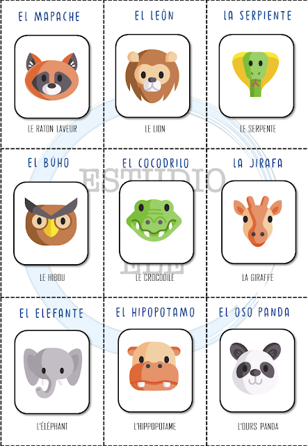 Flashcards Bilingues / Animaux sauvages (Français-Espagnol)