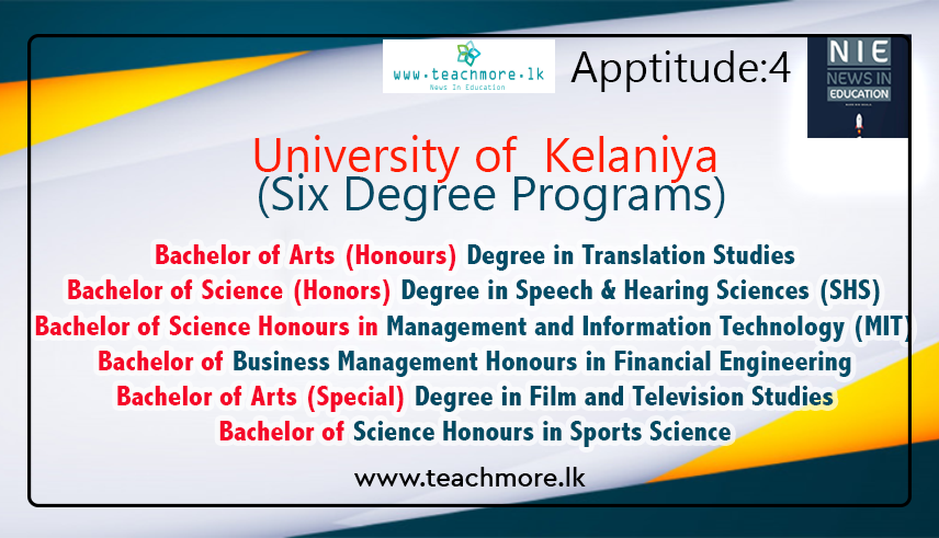 Aptitude Test University Of Kelaniya Six Degree Programs Teachmore Lk