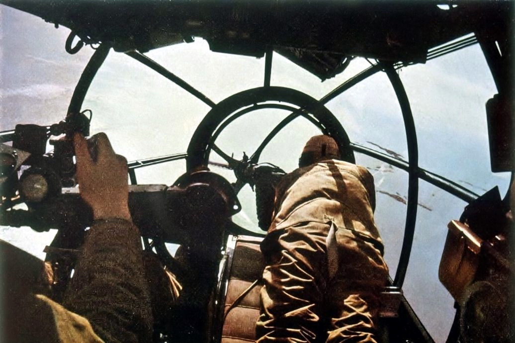 World War II in Color: MG Gunner on a He 111 Cockpit