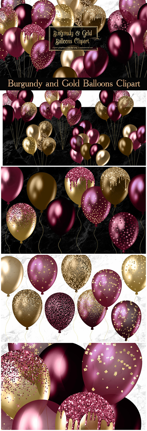 Блог Колибри: Burgundy and Gold Balloons Clipart