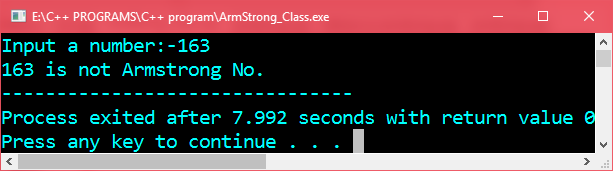 Program in C++ to check a number in Armstrong or not Using class