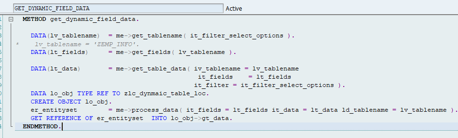 SAP ABAP Central: Dynamic table data read and odata binding