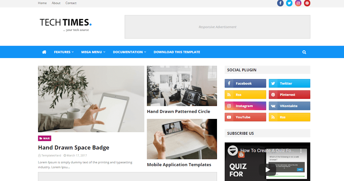 TechTimes Blogger Template | Templatesyard: Free Blogger Templates ...