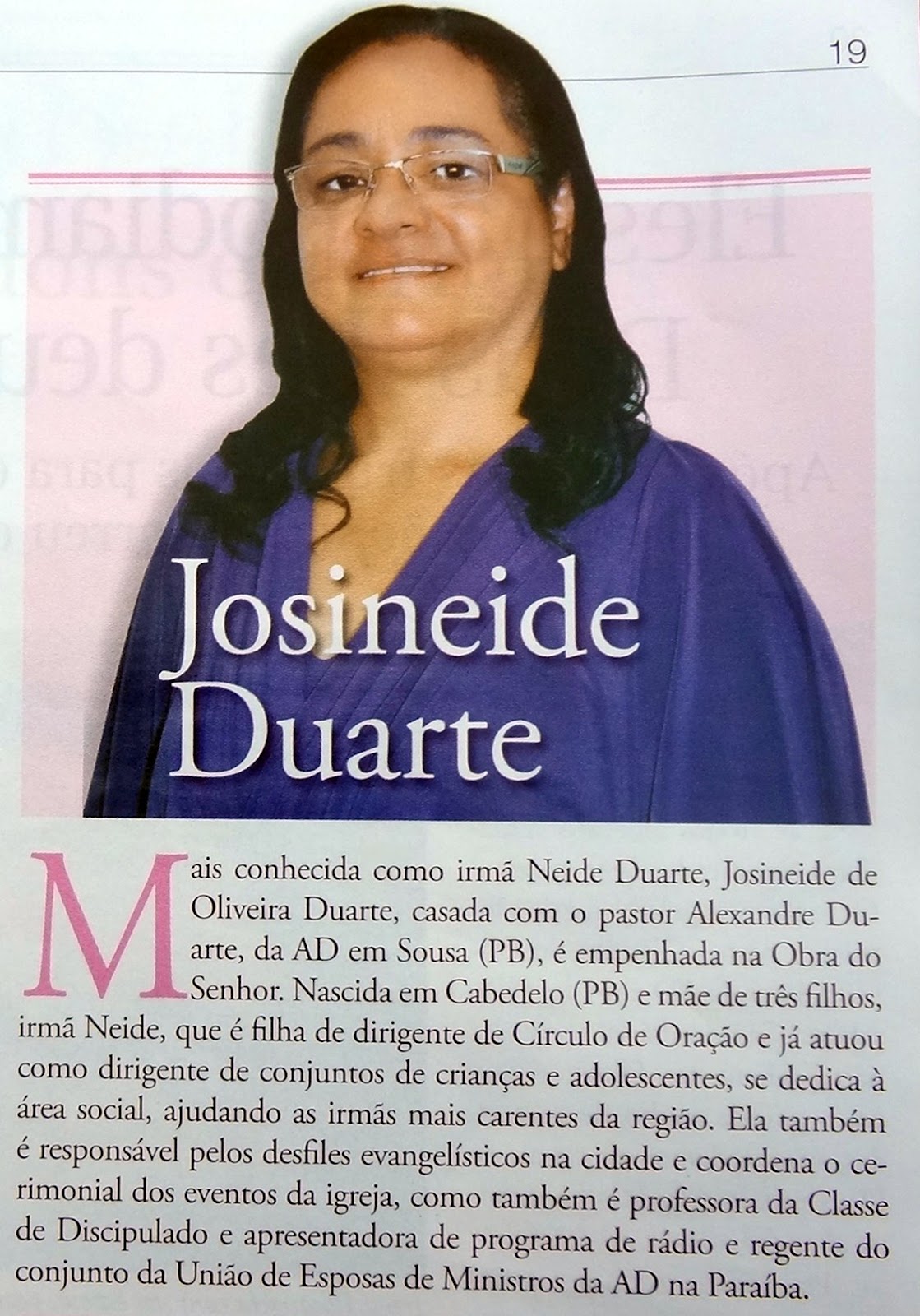 Irmã Neide no Jornal Mensageiro da Paz