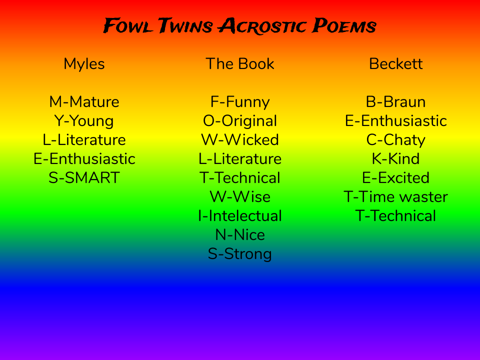 Connor: Reading in week 8! Designing acrostic poem, book cover and ...