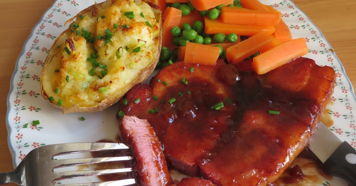 Glazed Bacon Chops with Champ Stuffed Potatoes | The English Kitchen