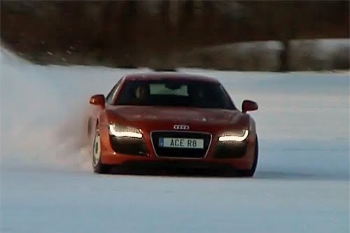 Video: Audi R8 V10 drifts magnificently across a frozen lake in Sweden ...