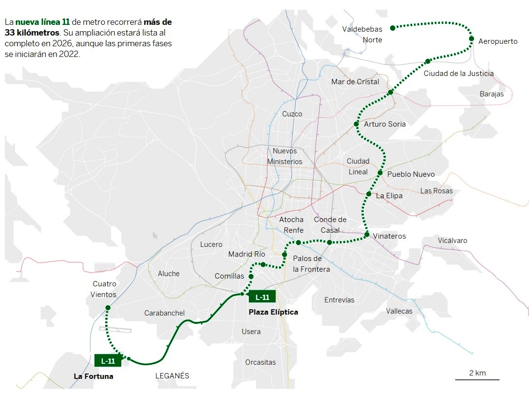 La Línea 11 de Metro nacerá en Cuatro Vientos y cruzará Madrid en ...