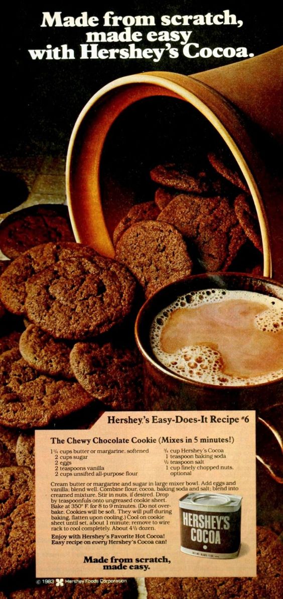 Dying for Chocolate: CHEWY CHOCOLATE COOKIES: Retro Ad & Recipe