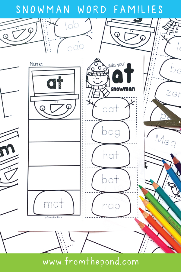 Word Family Snowmen | From the Pond