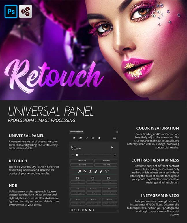 Universal Retouch Panel For Photoshop | Luckystudio4u