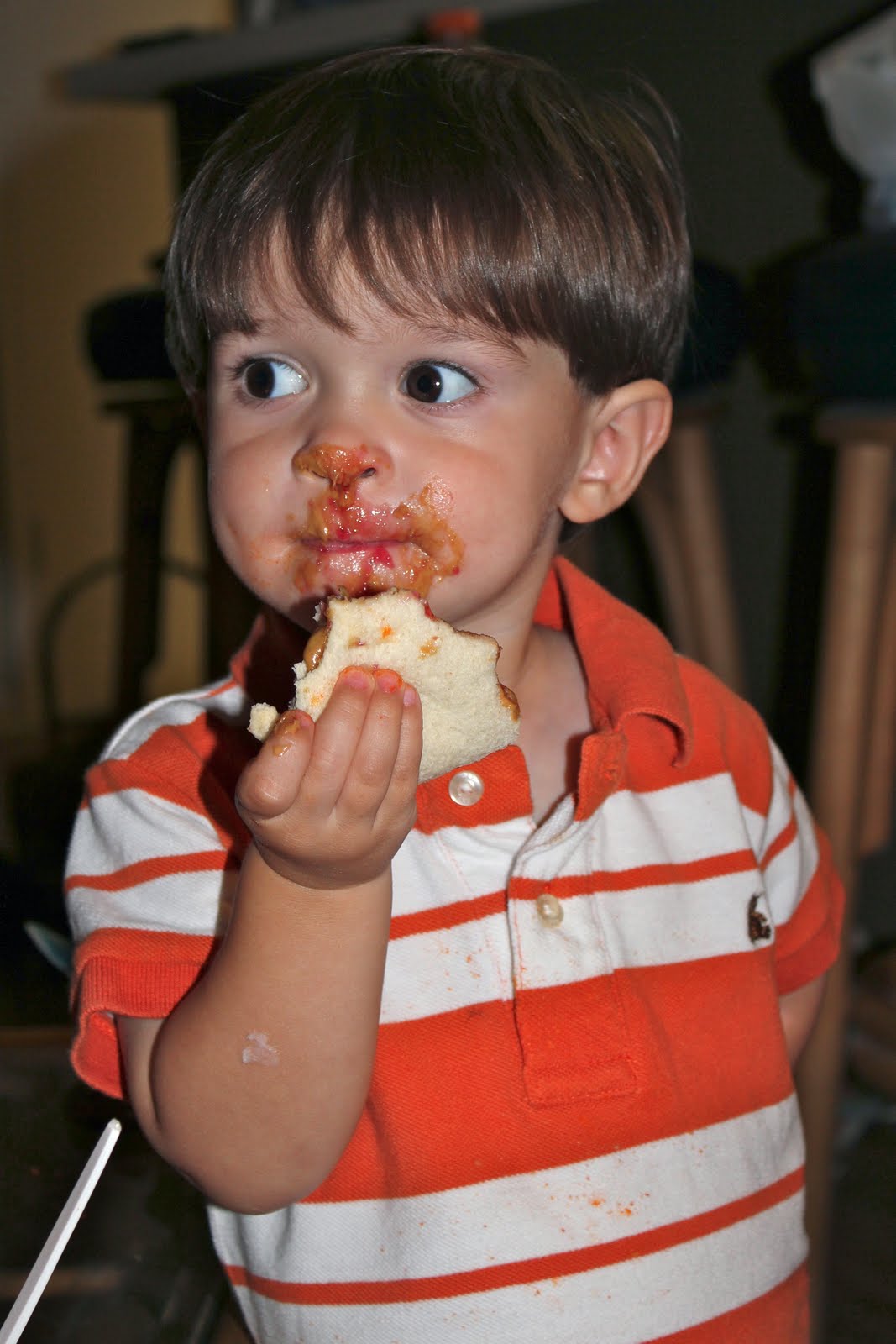 Along the Way...: Wordless Wednesday - How to Eat a PB&J Sandwich