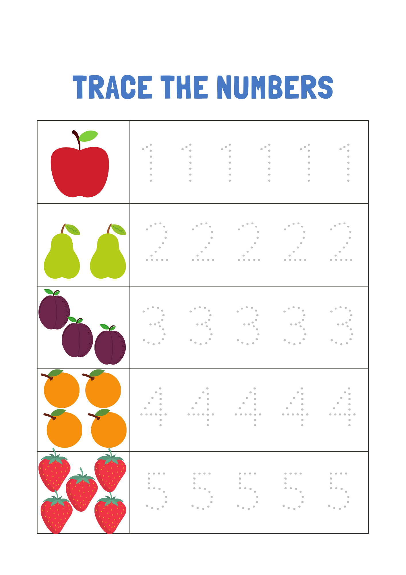 Trace the numbers/ Very hungry caterpillar