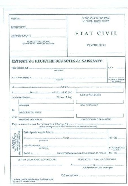 Extrait d'acte de naissance | Plateforme interactive avec les ...