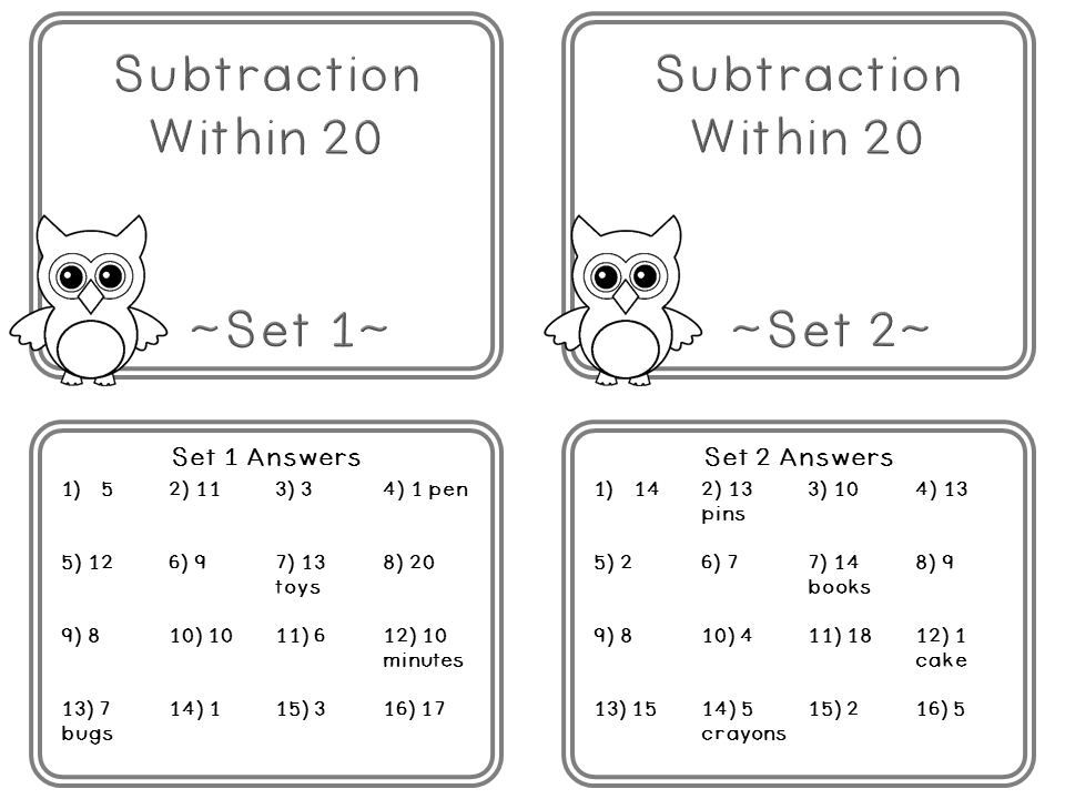 Smiths On the Coast: Math Center Idea: Adding and Subtracting Within 20 ...
