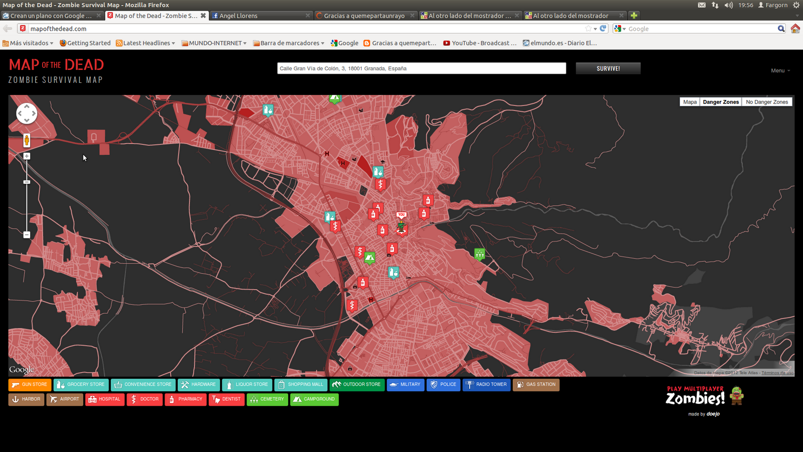 Gracias a quemepartaunrayo: Mapa para usar en caso de amenaza zombie