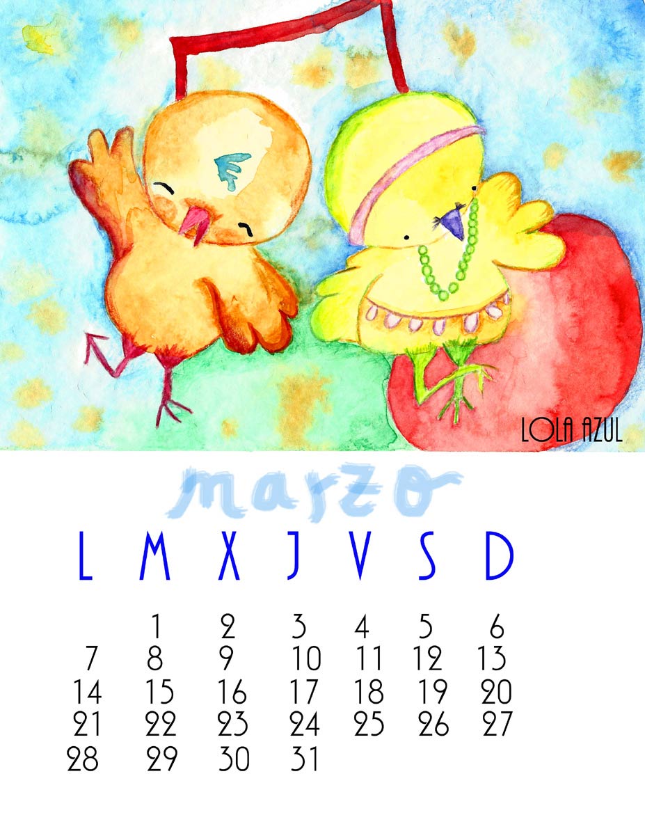 Apuntes de colores: Calendario marzo 2016