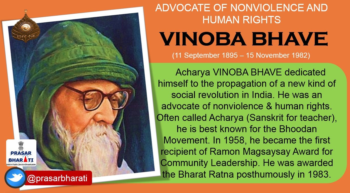 Vinoba Bhave(1895-1982) - Father of Bhoodan Movement - PSC Online Book
