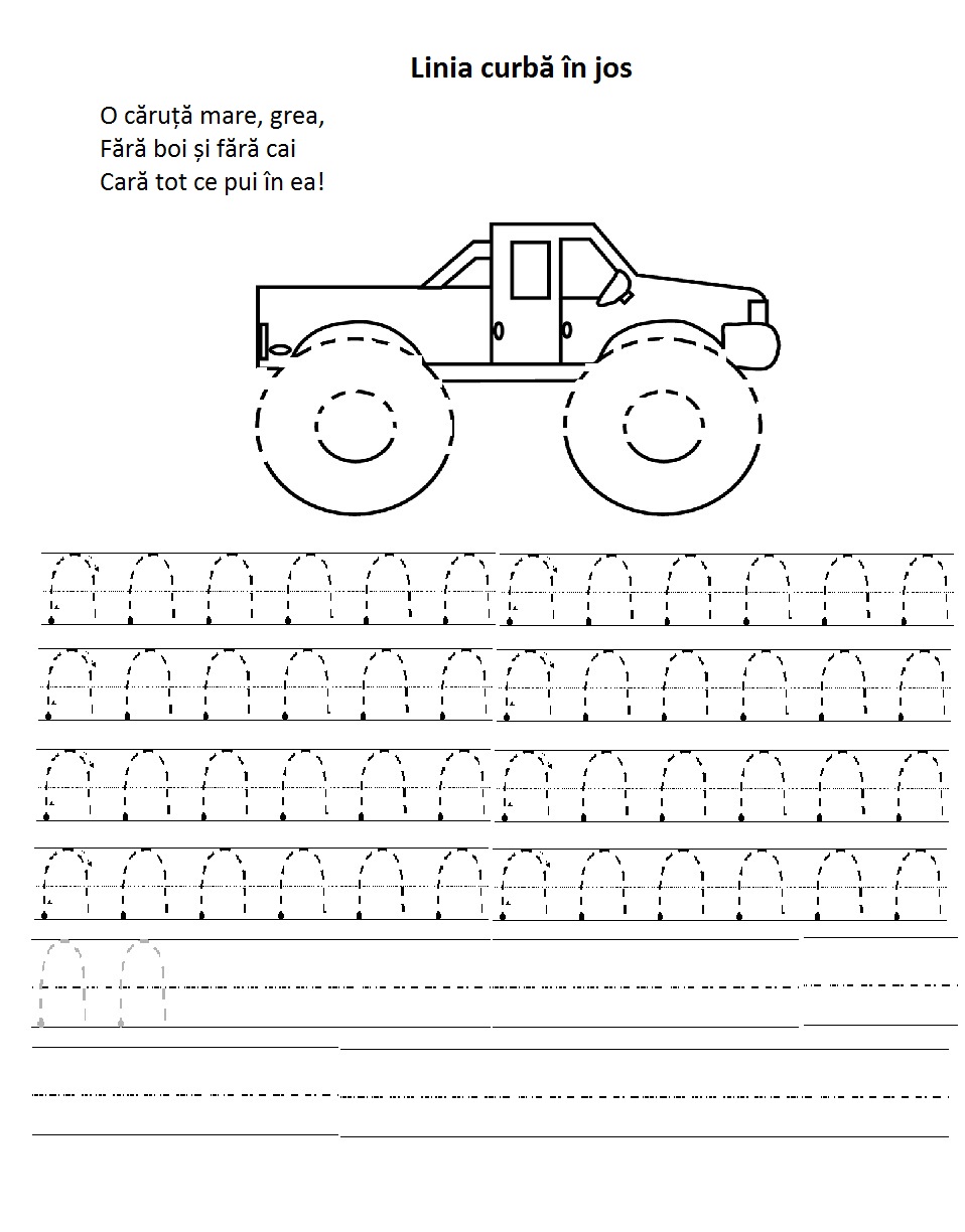 Lumea lui Scolarel...: Clasa pregătitoare:Linia curbă în jos