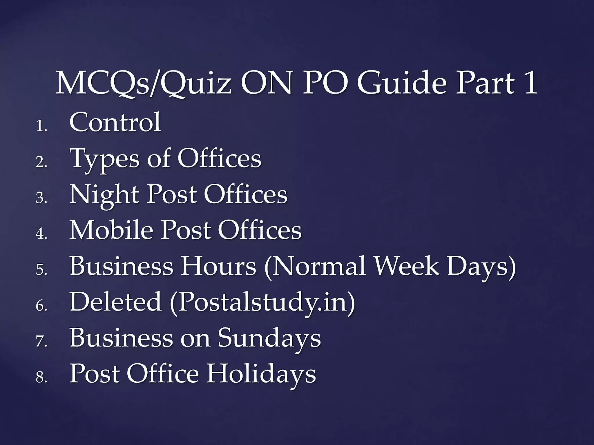 MCQs On PO Guide Part 1 | GDS to MTS/Postman/PA/SA Exam Quiz | LGO Exam ...