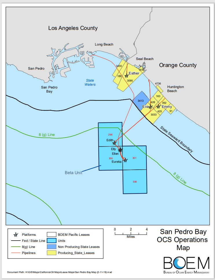 Huntington Beach Elly Platform Pipeline Oil Spill & Cargo Ship Maps