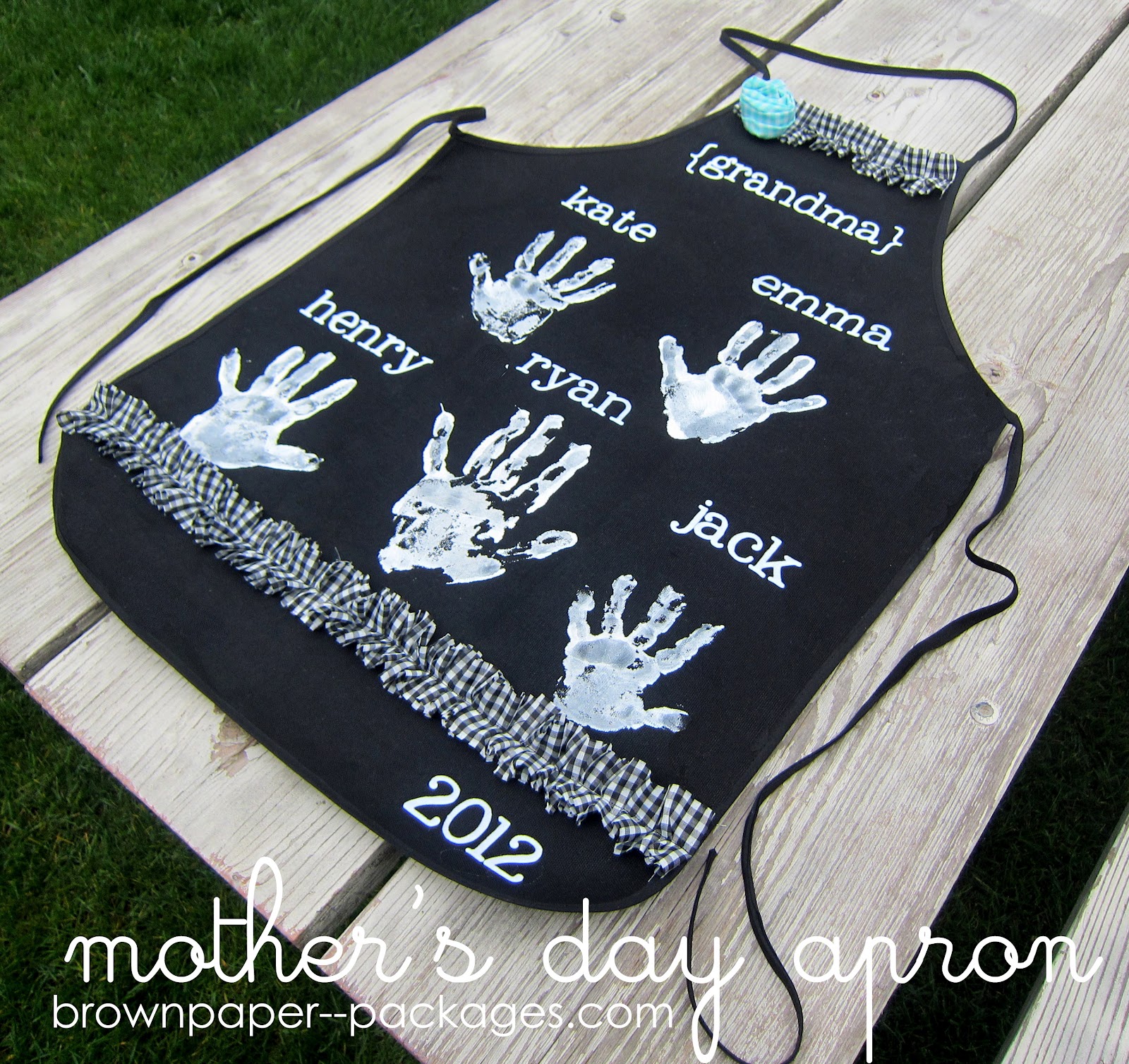 Brown Paper Packages handprint Aprons For Mother s Day Brown Paper Packages handprint Aprons For Mother s Day