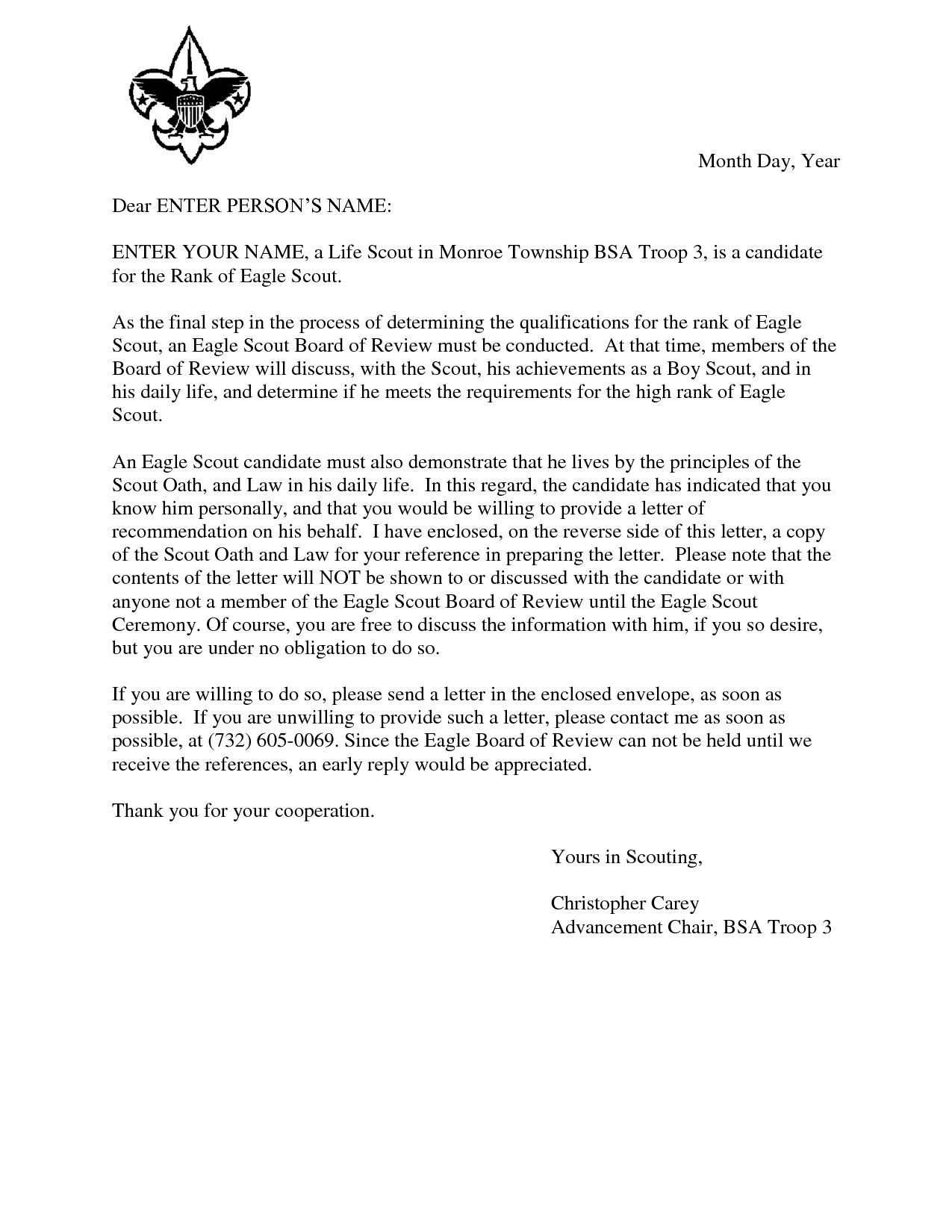 Boy Scout Donation Letter Template ~ Resume Letter