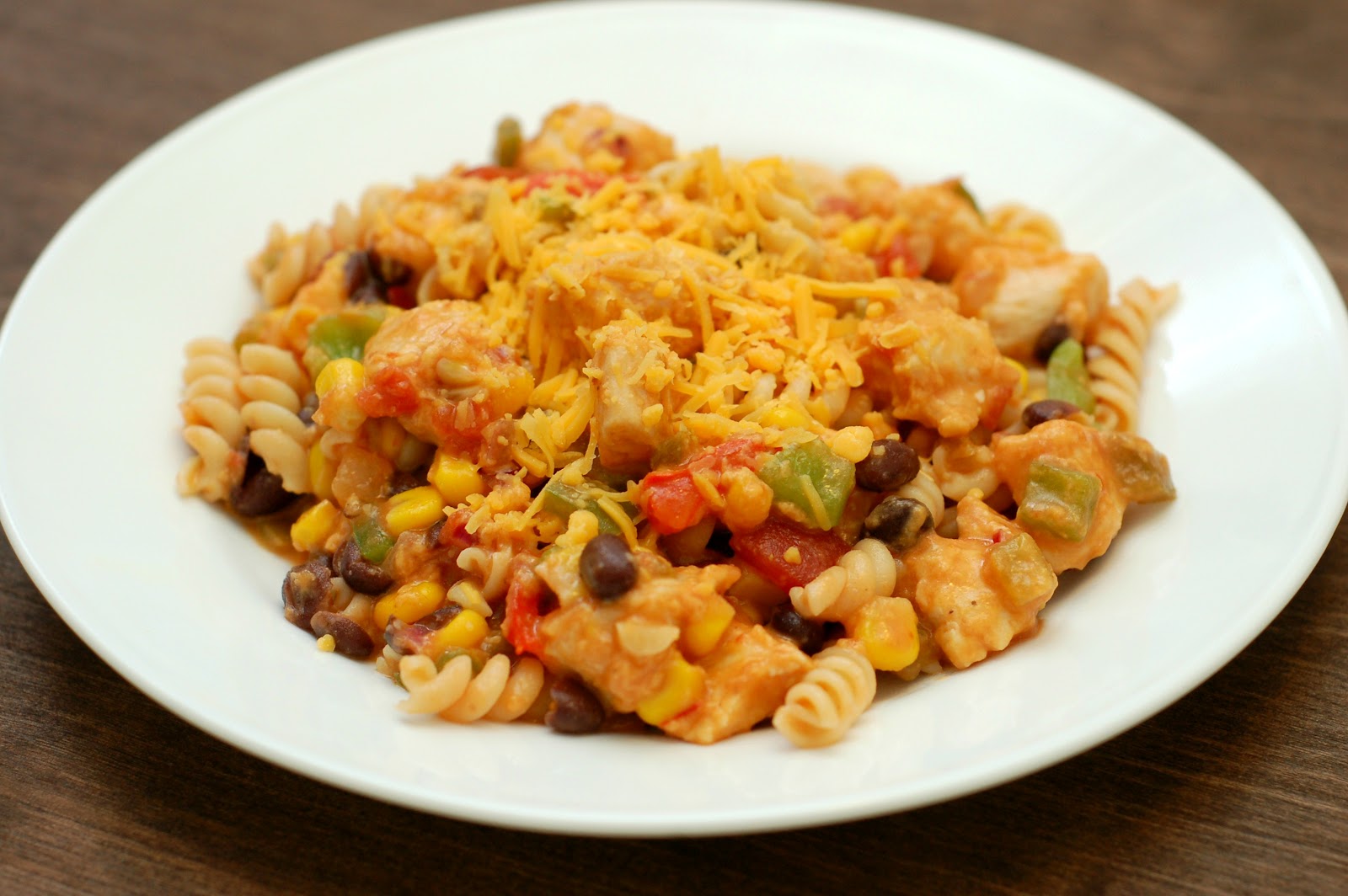 Cheesy Salsa and Chicken Pasta Skillet - A Kitchen Addiction