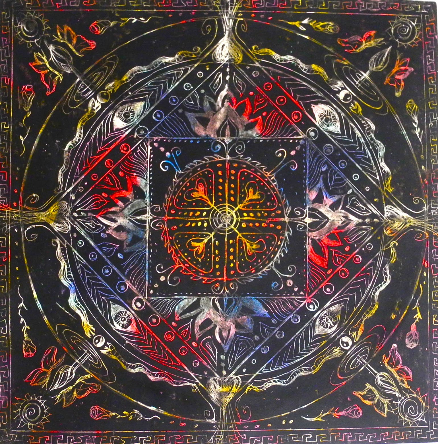 Illuminated Rose: Scratch Board Mandalas