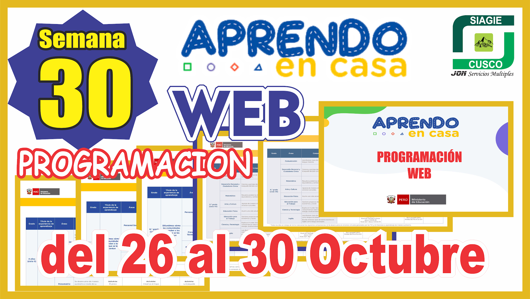 PROGRAMACION WEB SEMANA 30 - inicial, primaria y secundaria APRENDO EN ...