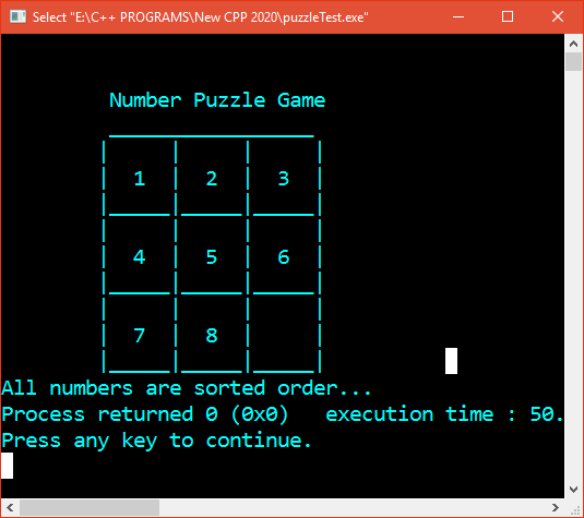 Number puzzle game in C++