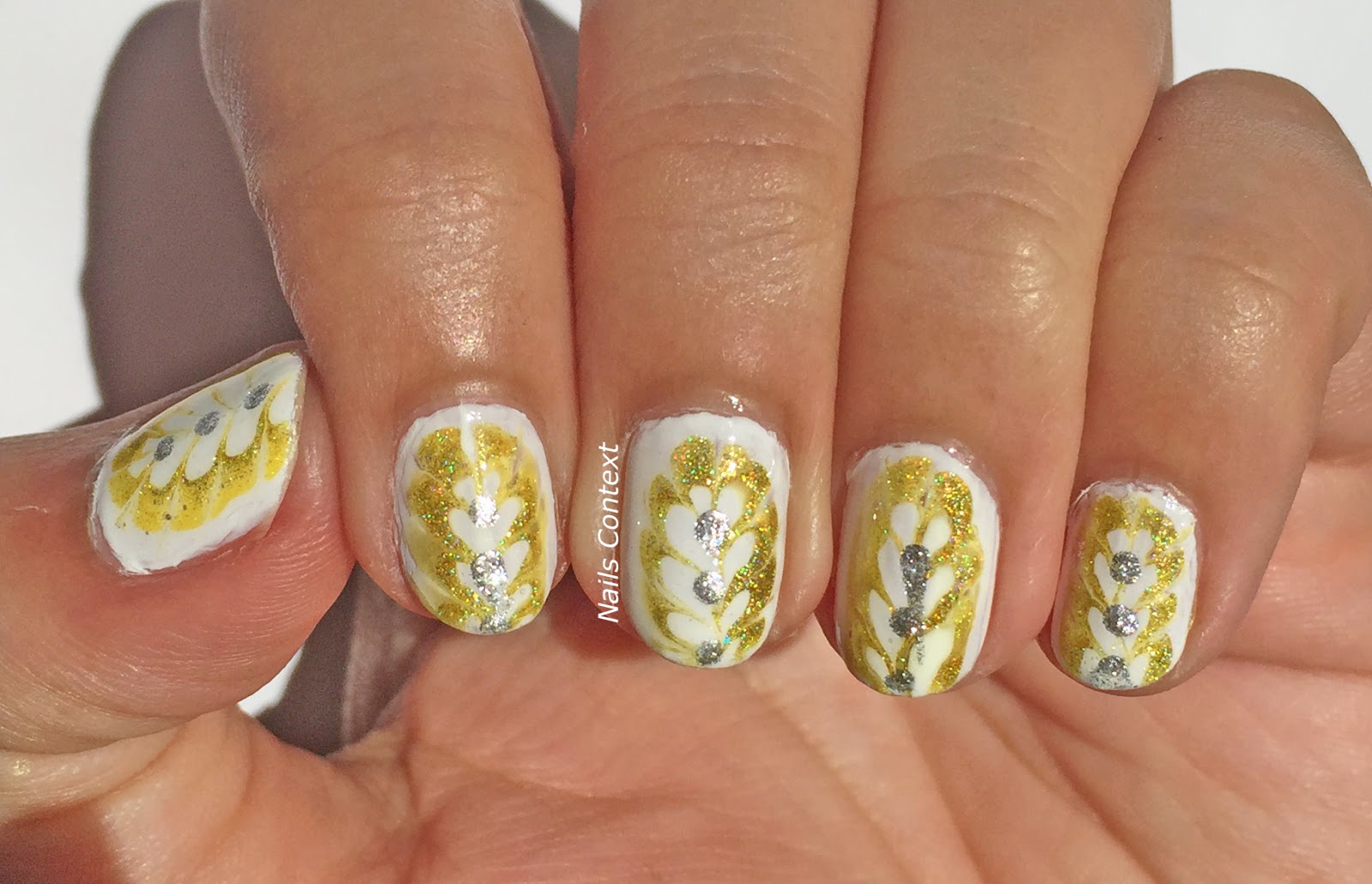 Nails Context: Yellow Drag Marble Nails