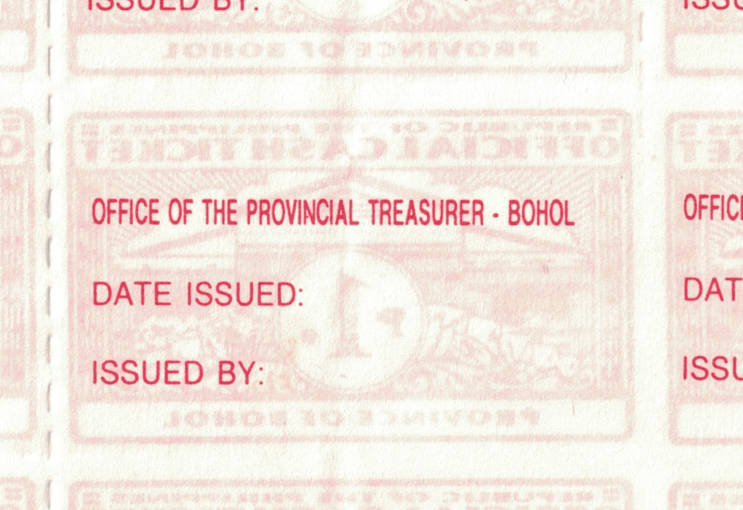 Philatelic Philippines: Official Cash Ticket: Bohol