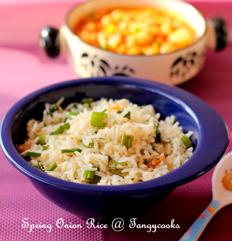 CONCOCTIONS OF A COOKAHOLIC !!!: Spring Onion Rice/Vengaya Thal Sadham