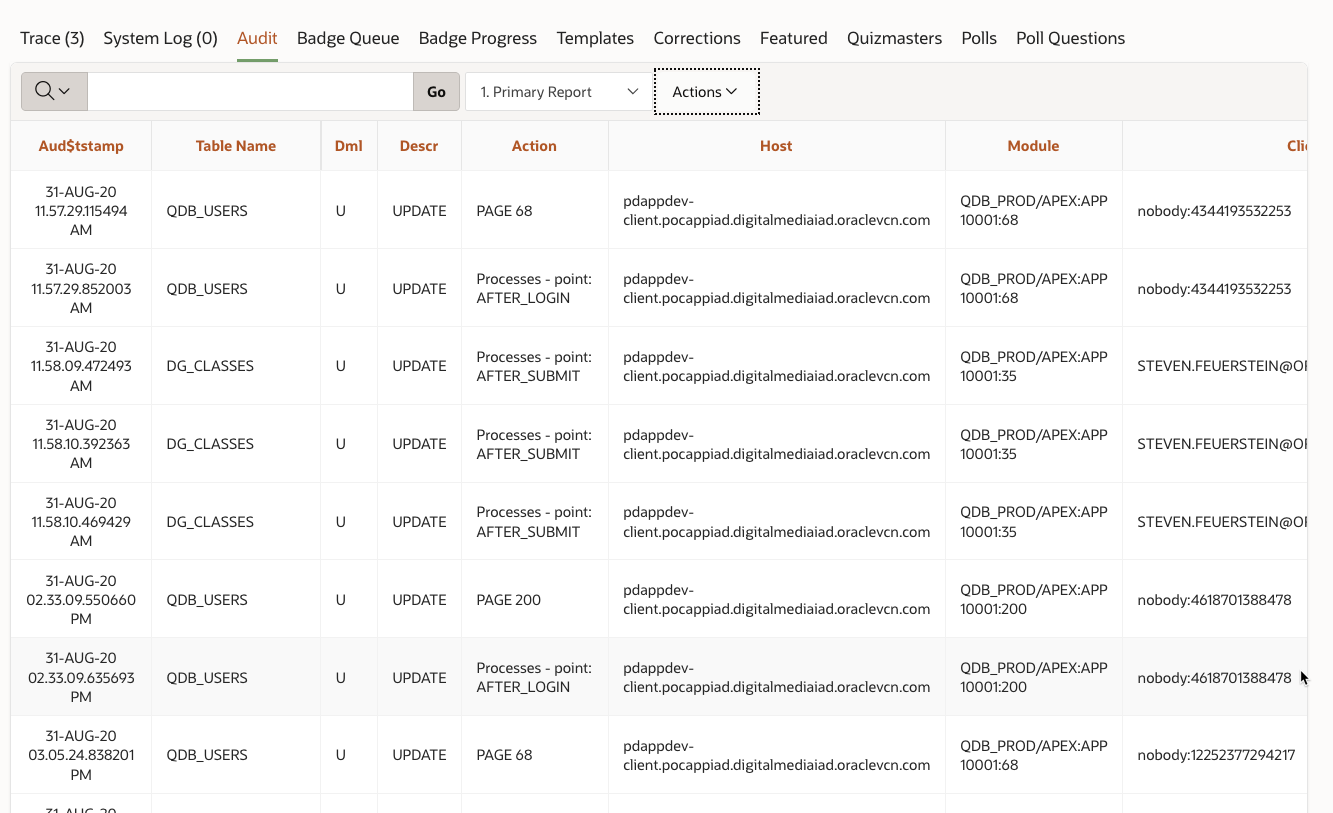 Implementing Enhanced Table Auditing in the Oracle Dev Gym