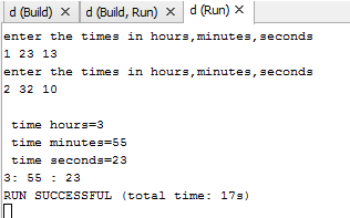 Create a structure TIME with members hours, minutes and seconds. Write ...