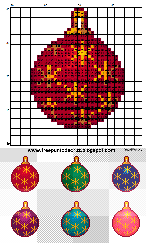 Dibujos Punto de Cruz Gratis: Adornos navideños punto de cruz