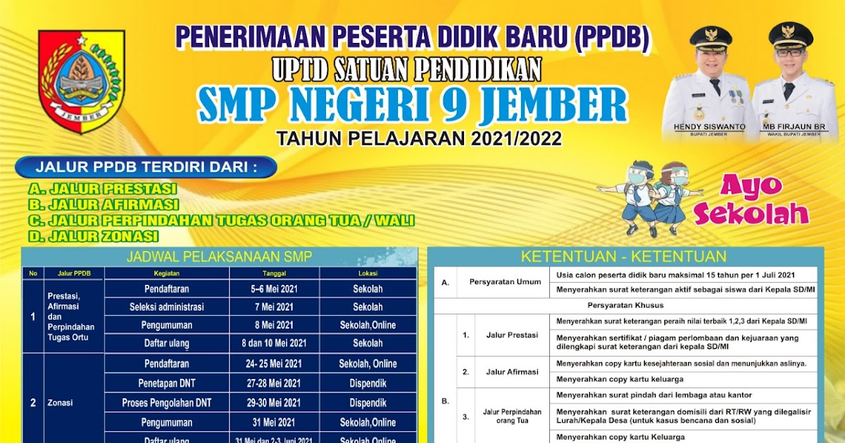 Informasi PPDB SMP Negeri 9 Jember 2021 ~ Website SMP Negeri 9 Jember