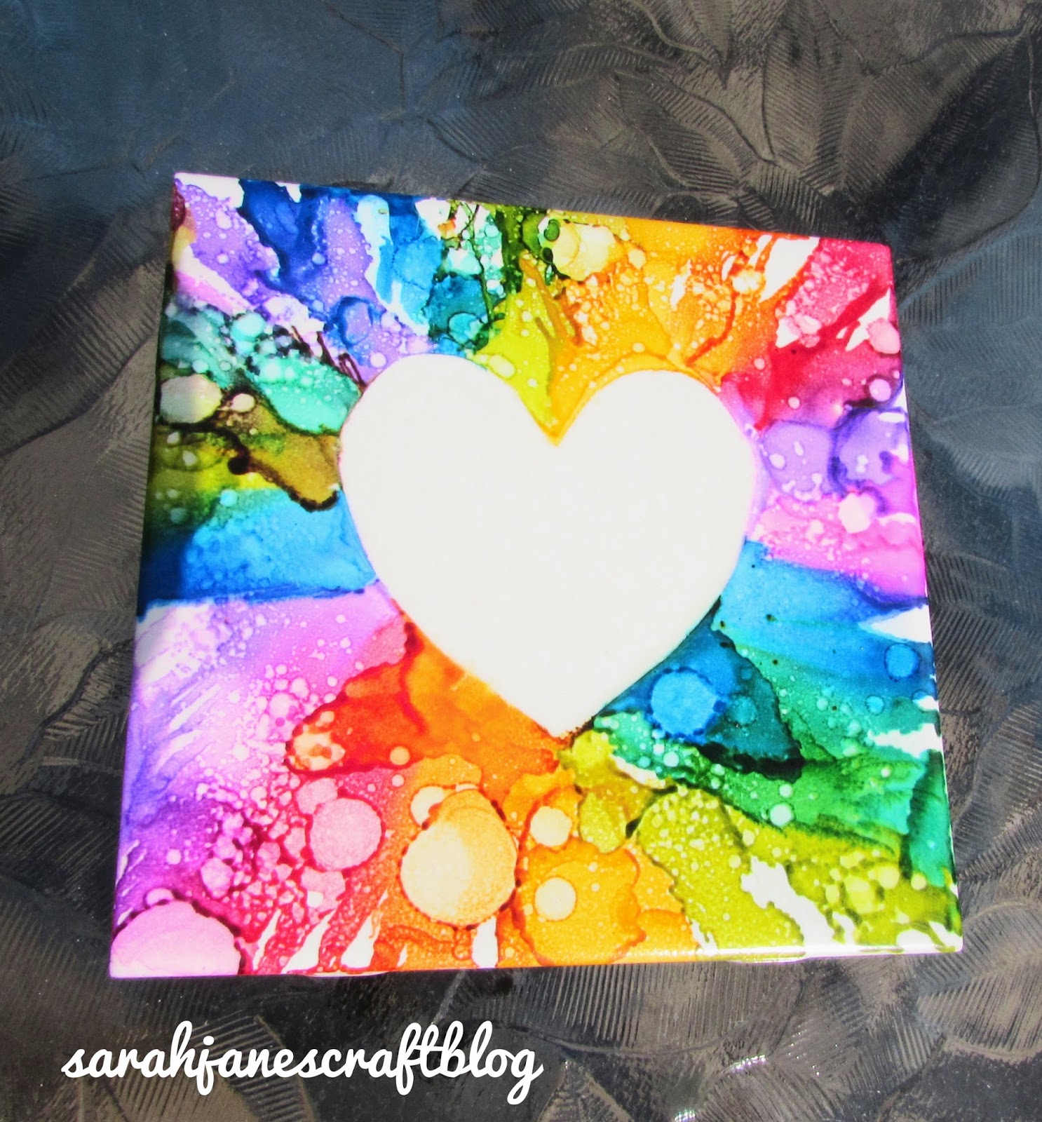Splatter Resist Alcohol Ink Tile