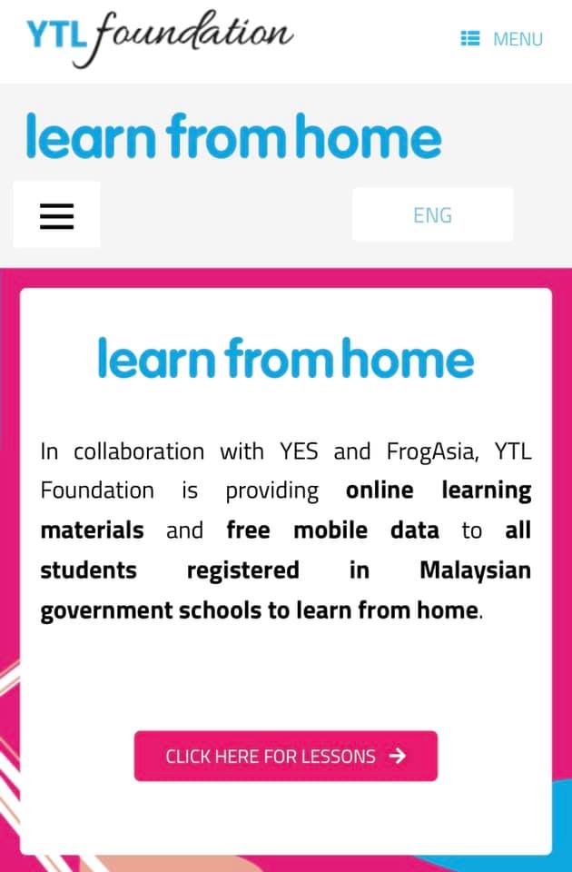YTL FOUNDATION’S LEARN FROM HOME FOR PRESCHOOL TO FORM 5 STUDENTS ...