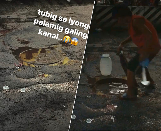 Nagtitinda ng mga inumin sa kalye, huli sa akto ang pag-igib ng tubig ...